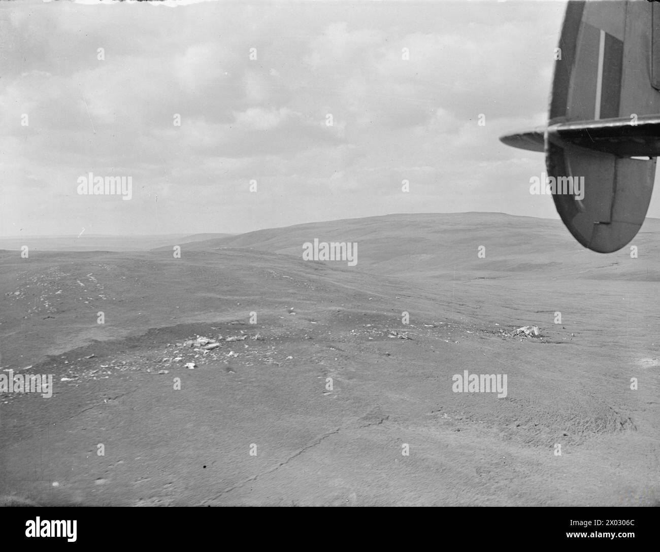 THE CRASH OF THE DUKE OF KENT - An aerial photograph of the crash site ...