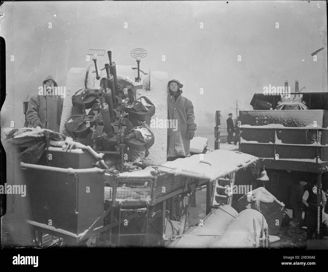 A destroyer crew manned a quadruple Vickers 0.5-inch machine gun at ...