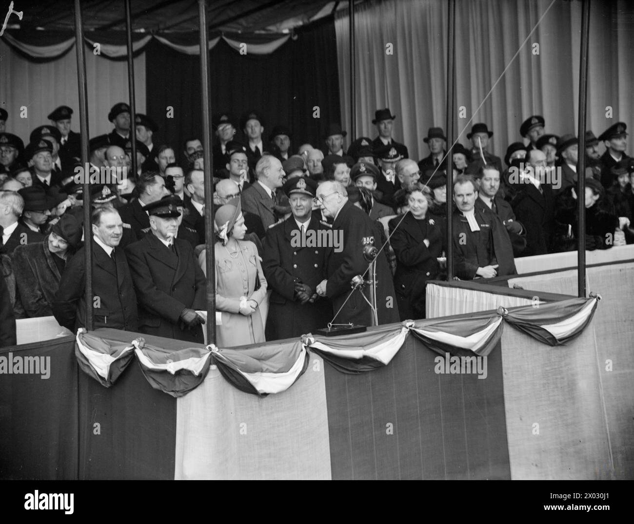 Princess Elizabeth launches HMS Vanguard, the largest battleship built ...