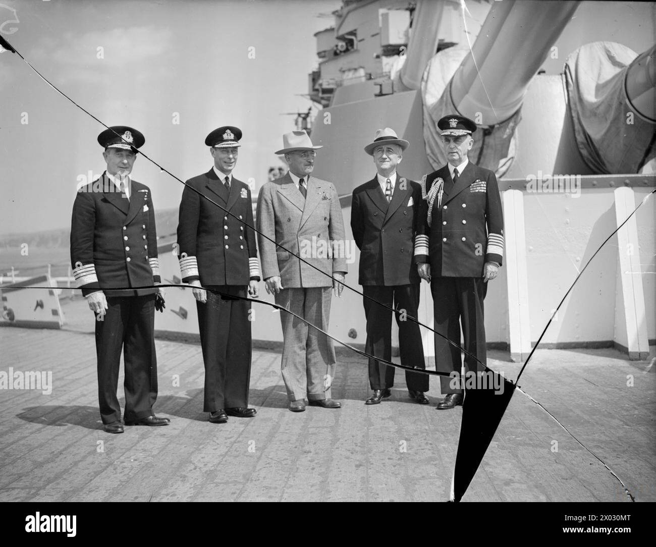 VISIT OF PRESIDENT TRUMAN. 2 AUGUST 1945, ON BOARD HMS RENOWN, AT ...
