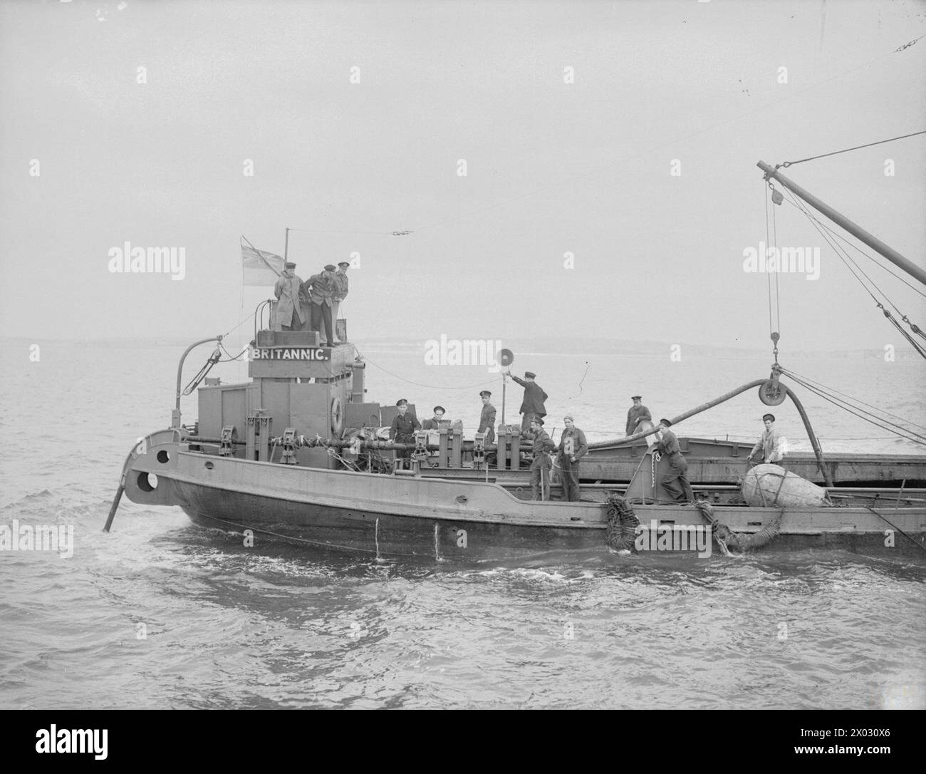 The tug Britannic connected the 27-mile PLUTO pipeline from England to ...