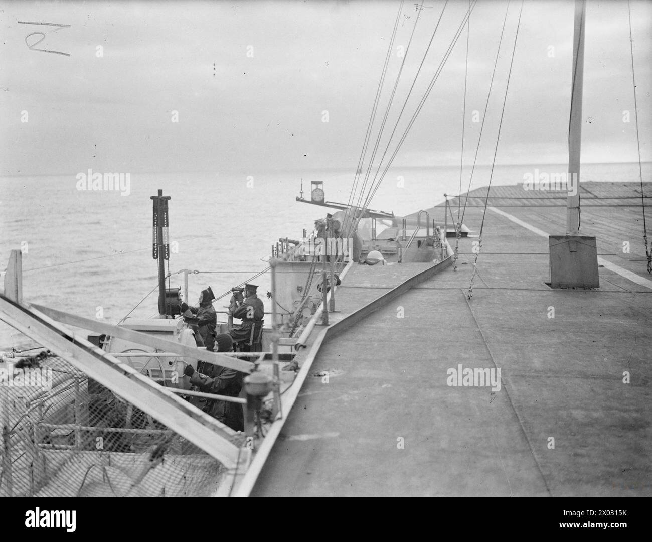 ON BOARD THE AIRCRAFT CARRIER HMS ARGUS. 1940. - The flag deck and the ...