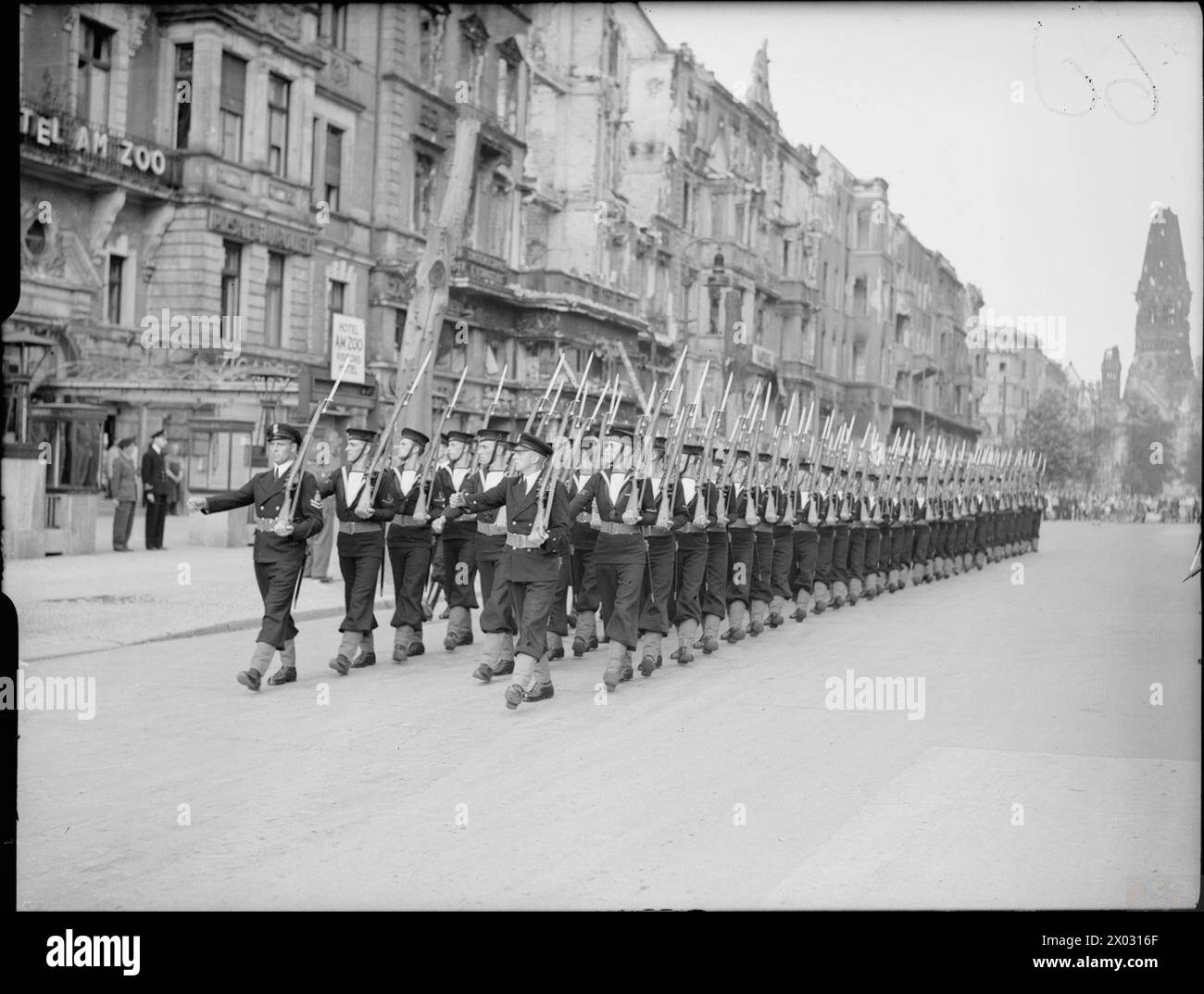 THE ROYAL NAVY 1945 - 1975 - Guard of Honour March past with eyes right ...
