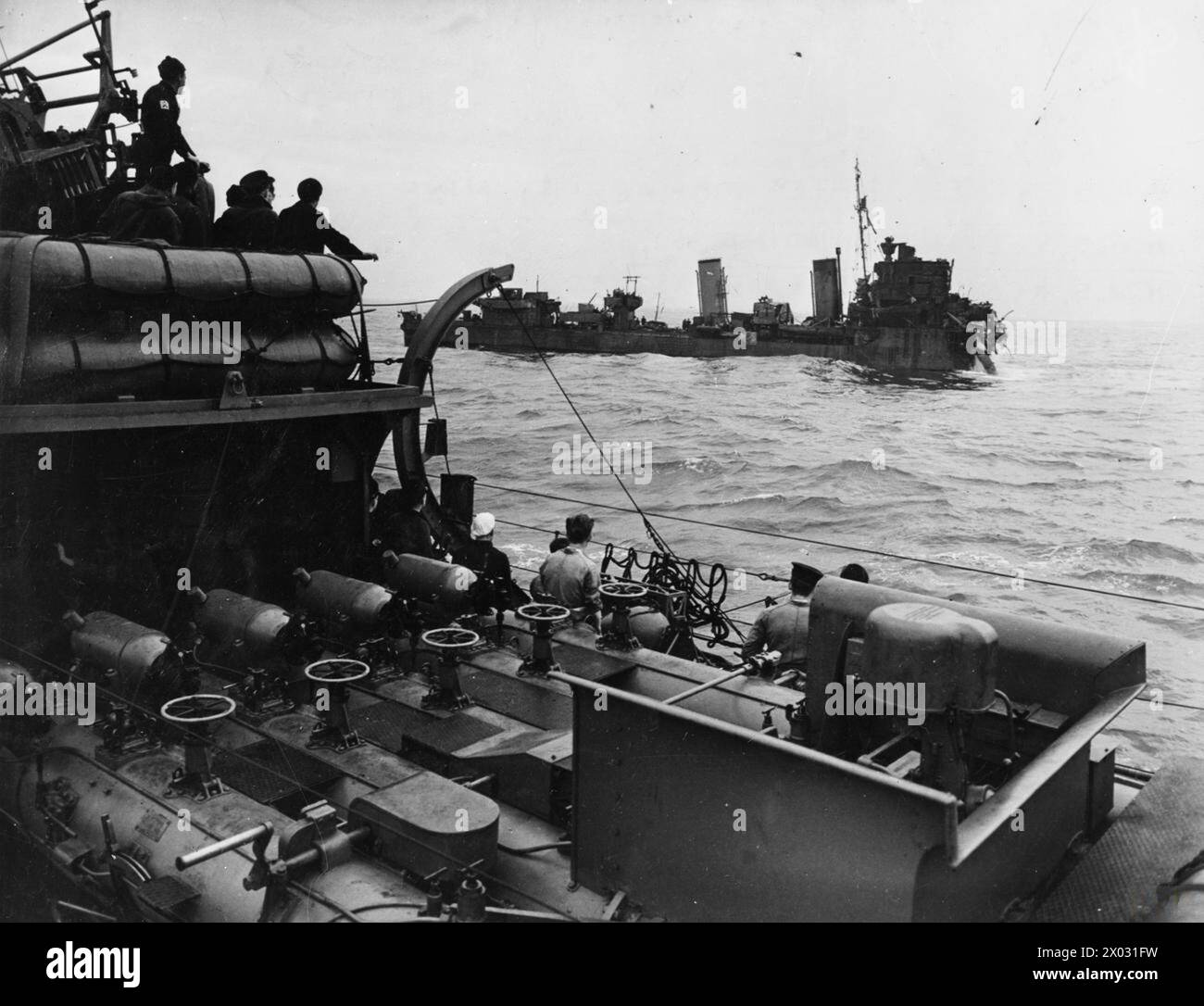 THE DESTROYER HMS EXPRESS DAMAGED. 1940, ON BOARD HMS KELVIN AS SHE ...