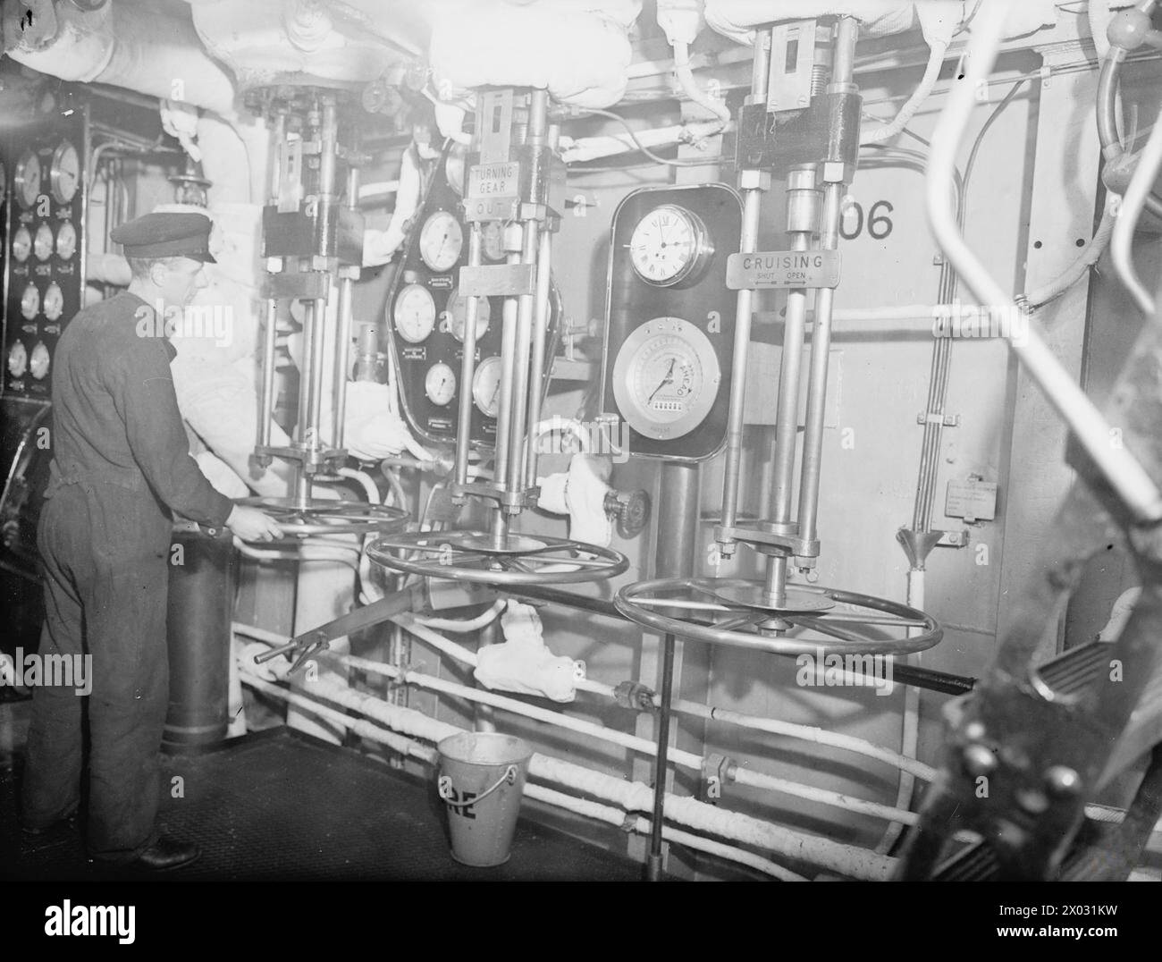 In 1940 aboard HMS King George V, the X Engine Room manoeuvring ...