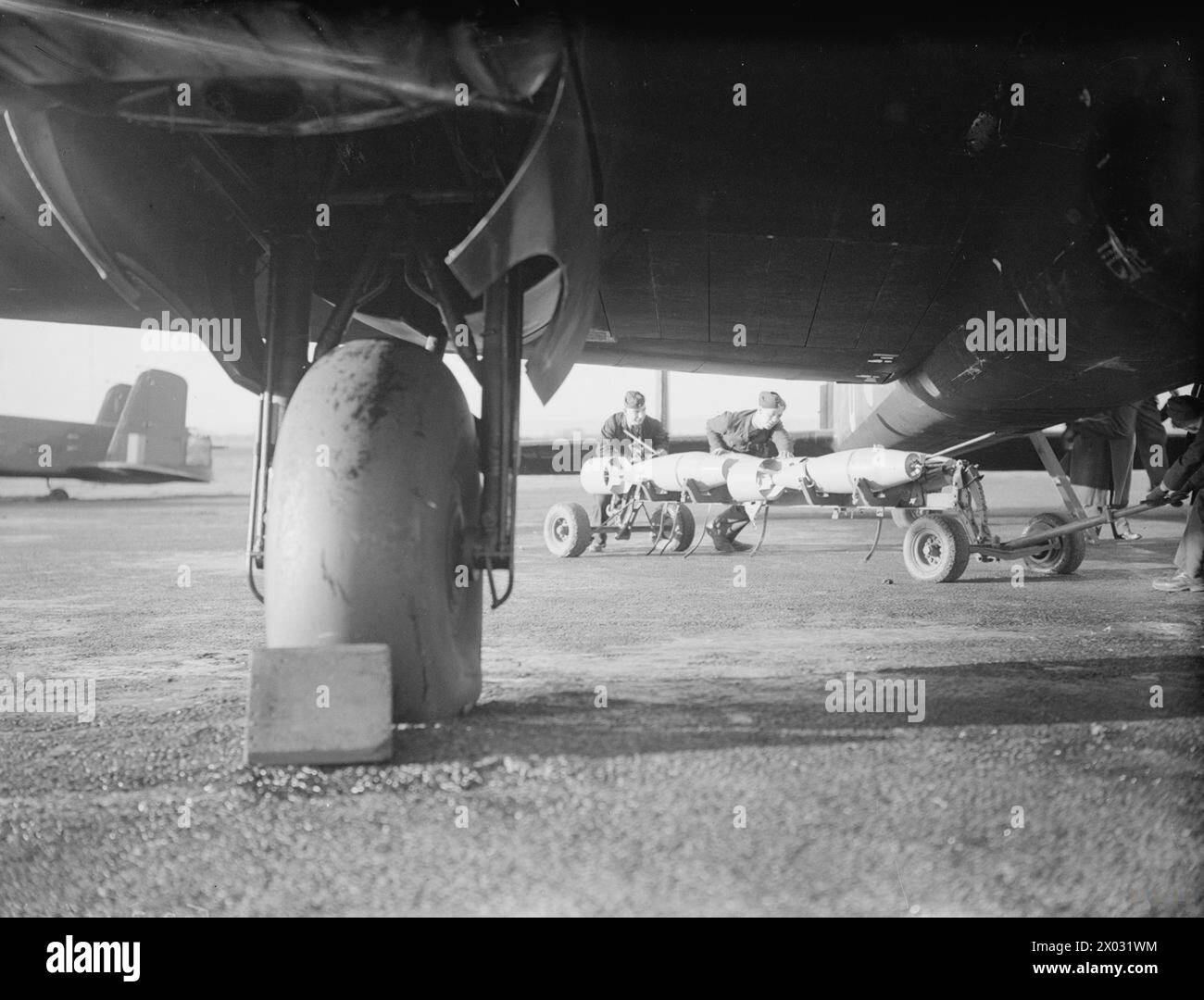 An Armstrong Whitworth Whitley Mark V of No. 502 Squadron RAF is shown ...
