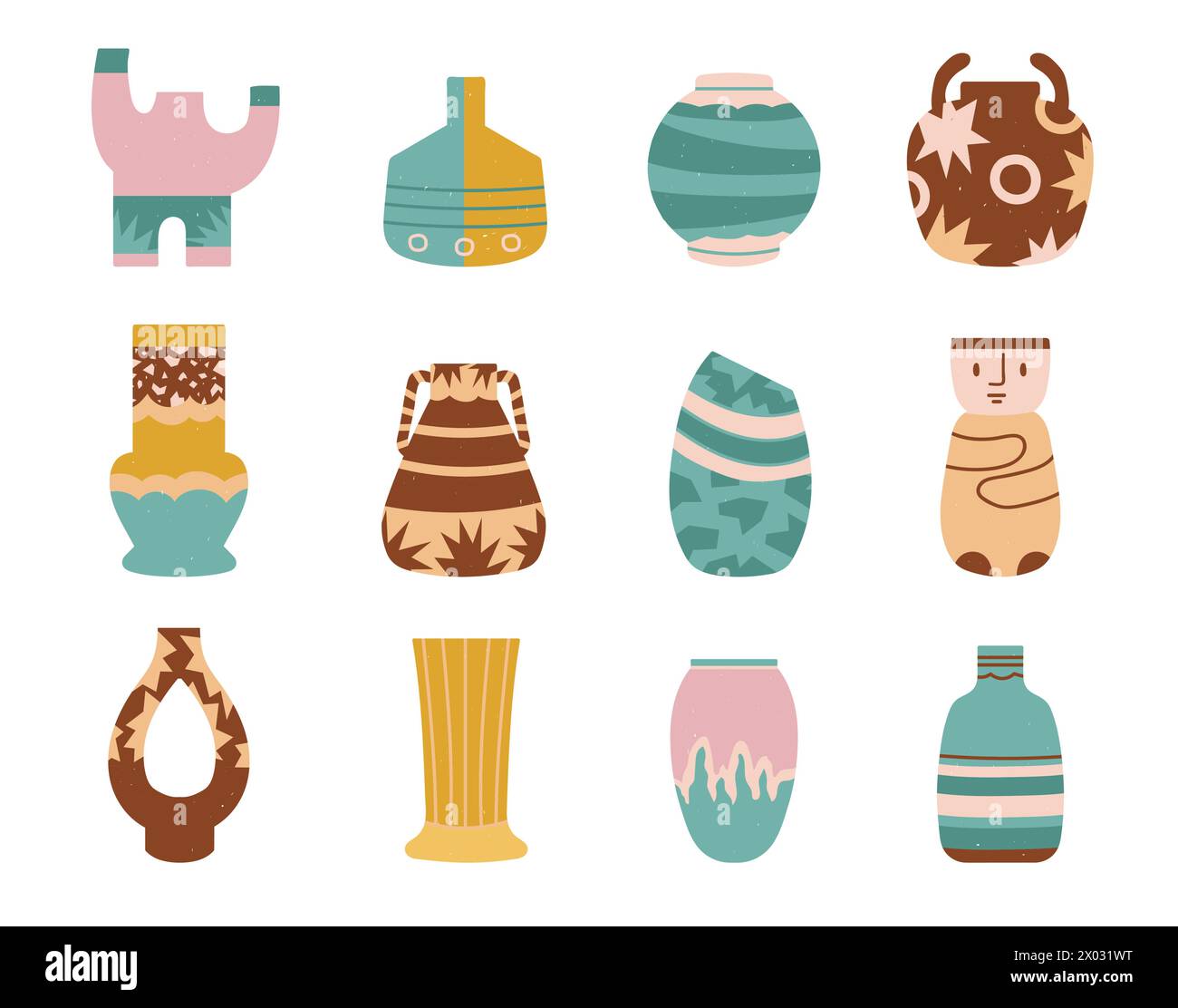 Porcelain ceramic vase collection for interior house Stock Vector Image ...