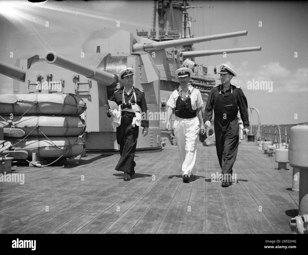 HMS EURYALUS, ON CONVOY DUTY IN THE EASTERN MEDITERRANEAN. 11-12 AUGUST 1942. - Two officers of ...
