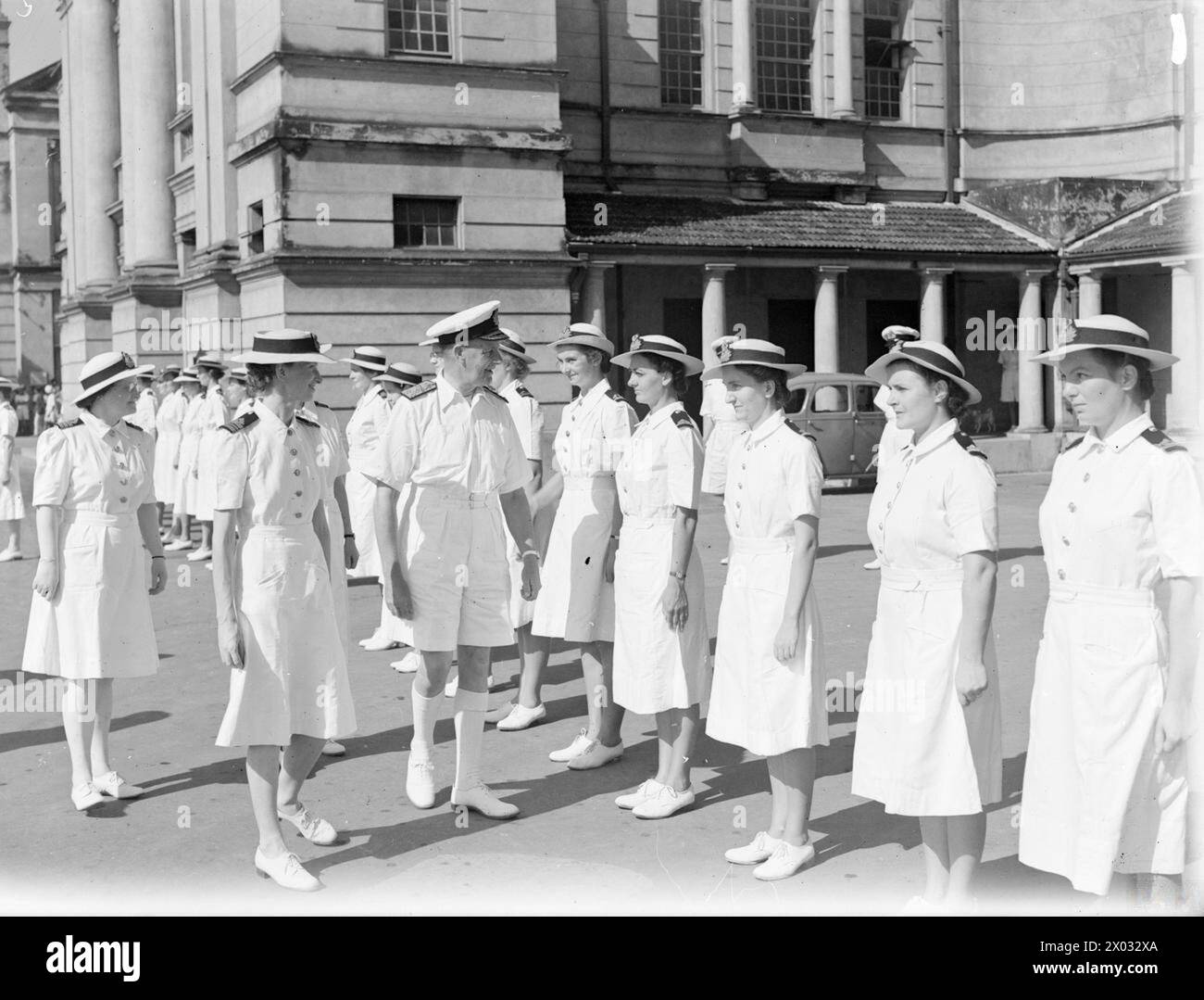 Admiral Sir James Somerville inspects WRNS personnel in Colombo on 17 ...