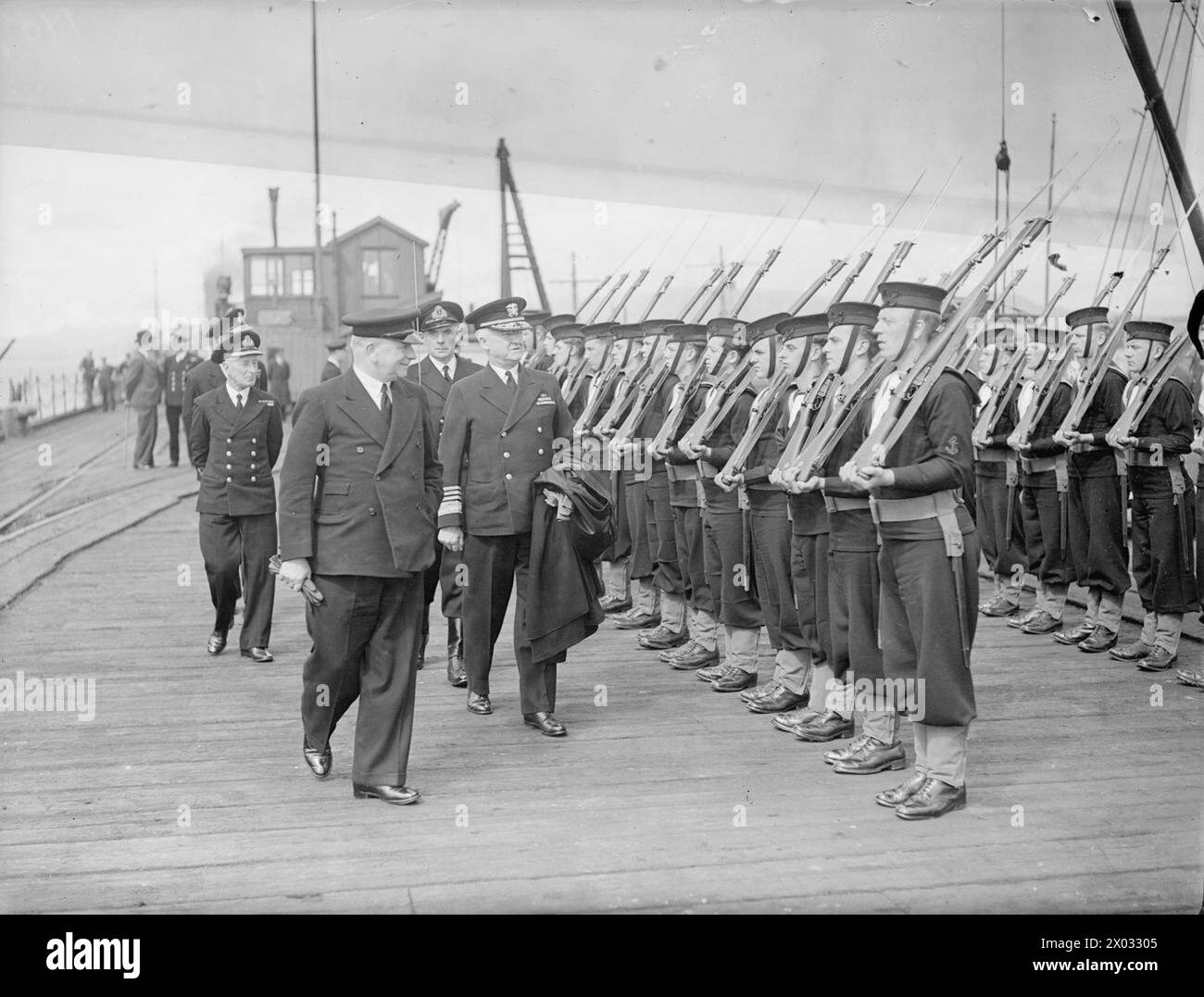 ADMIRAL STARK AND FIRST LORD VISIT US TASK FORCE. JUNE 1943, SCAPA FLOW ...