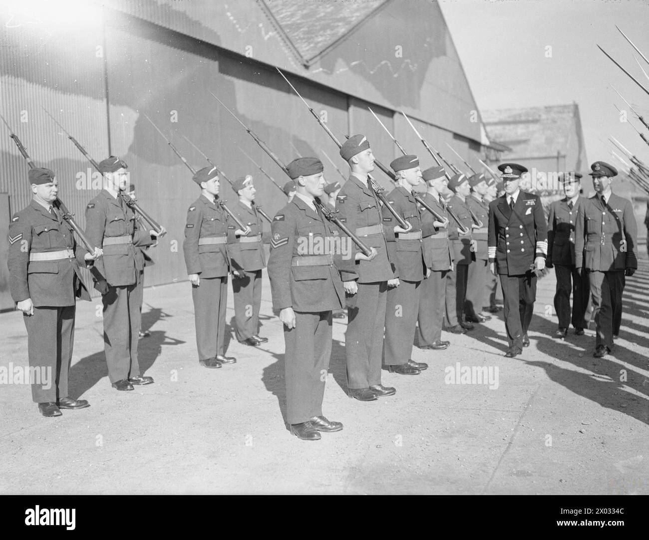 Admiral Sir Percy Noble inspects the Guard of Honour at Jurby RAF ...