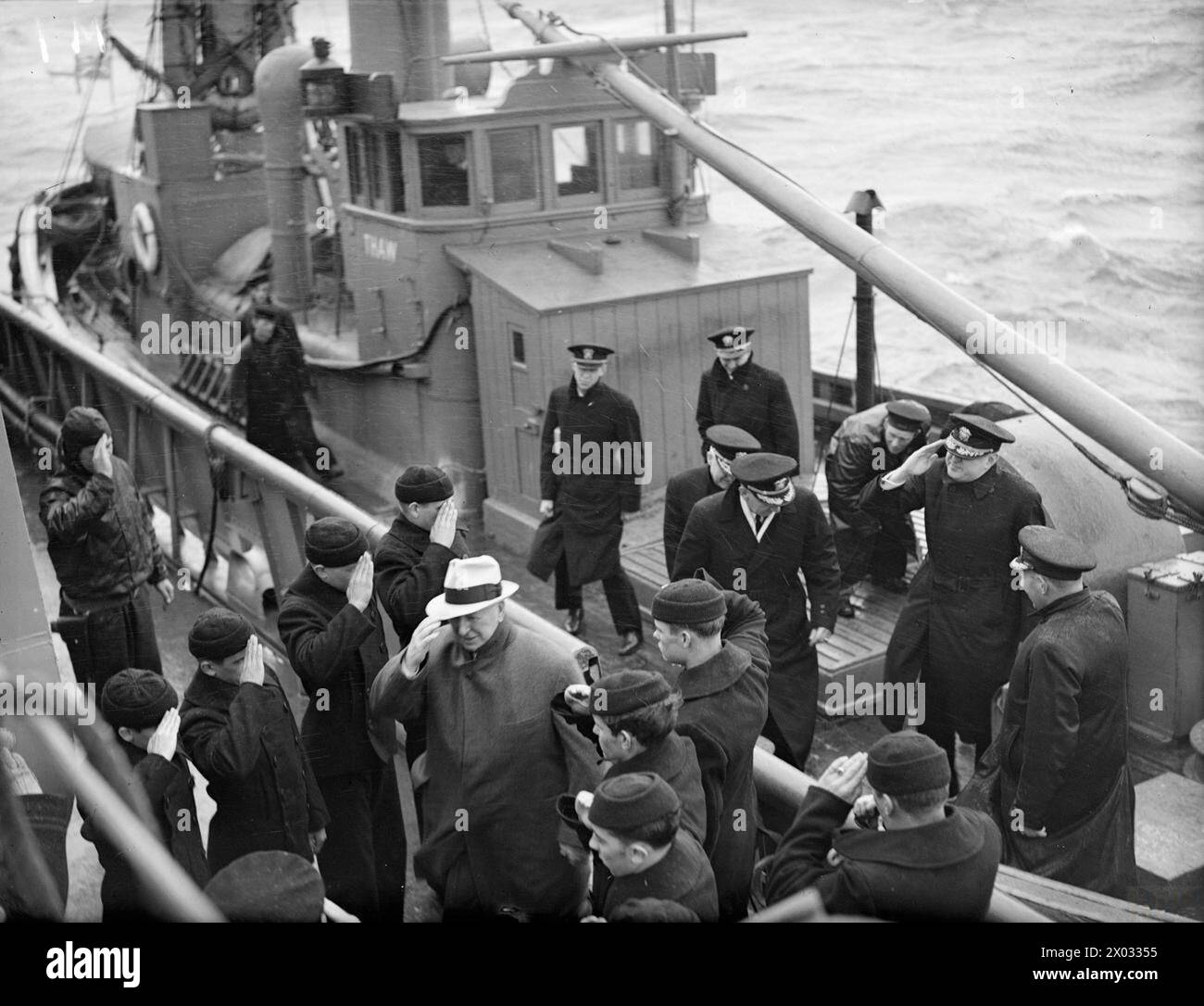 COLONEL KNOX'S VISIT. SEPTEMBER 1943, SCAPA FLOW. COLONEL FRANK KNOX ...
