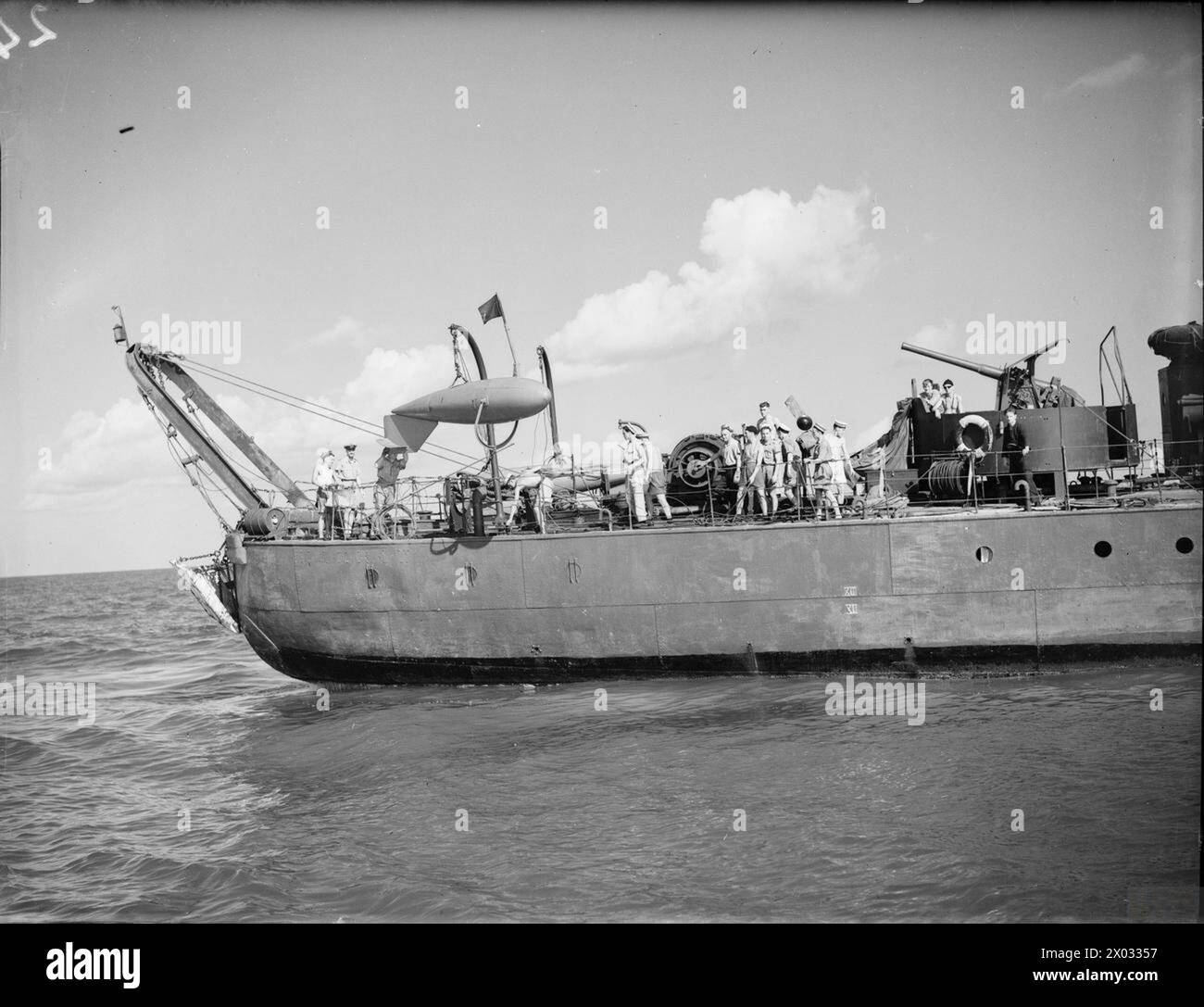 On 18 December 1942, men aboard HMS Calm conducted minesweeping ...