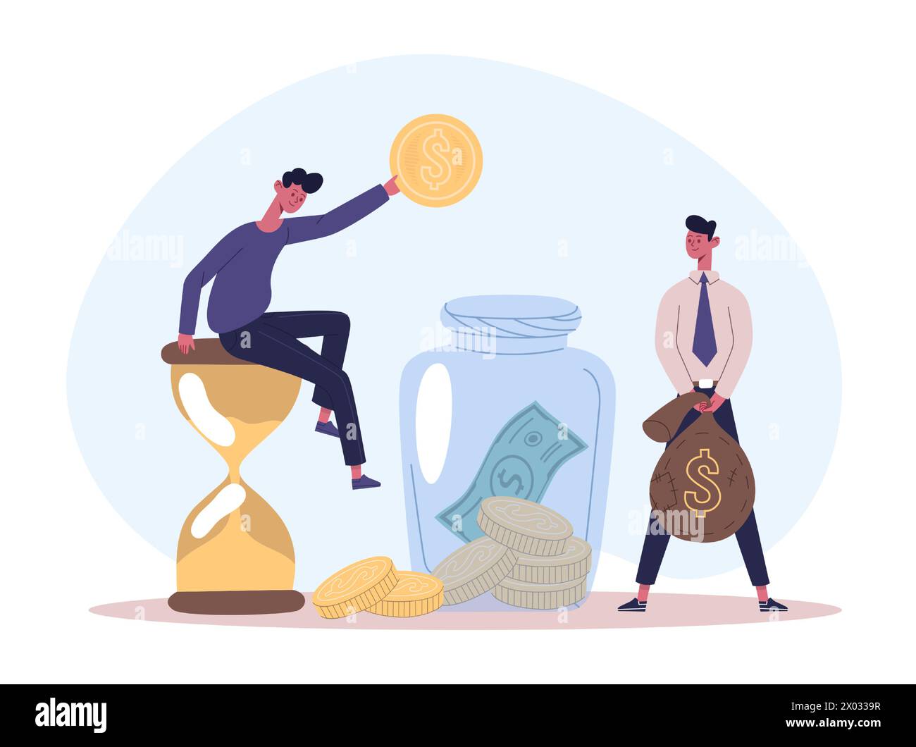 Saving money financial concept, time and collect Stock Vector Image ...