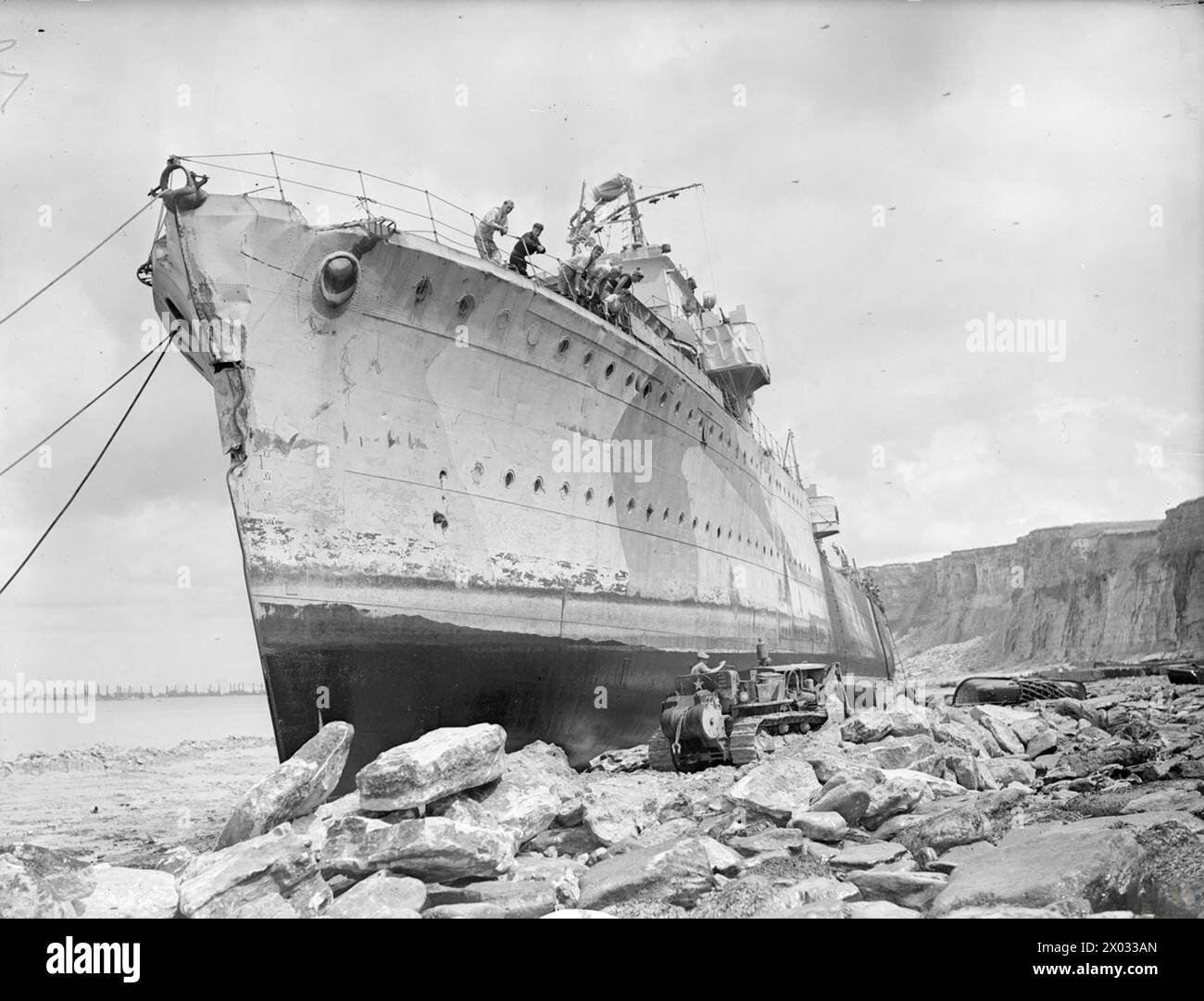 HMS FURY AFTER SHE HAD BEEN MINED AND DRIVEN ASHORE IN A GALE OFF THE ...