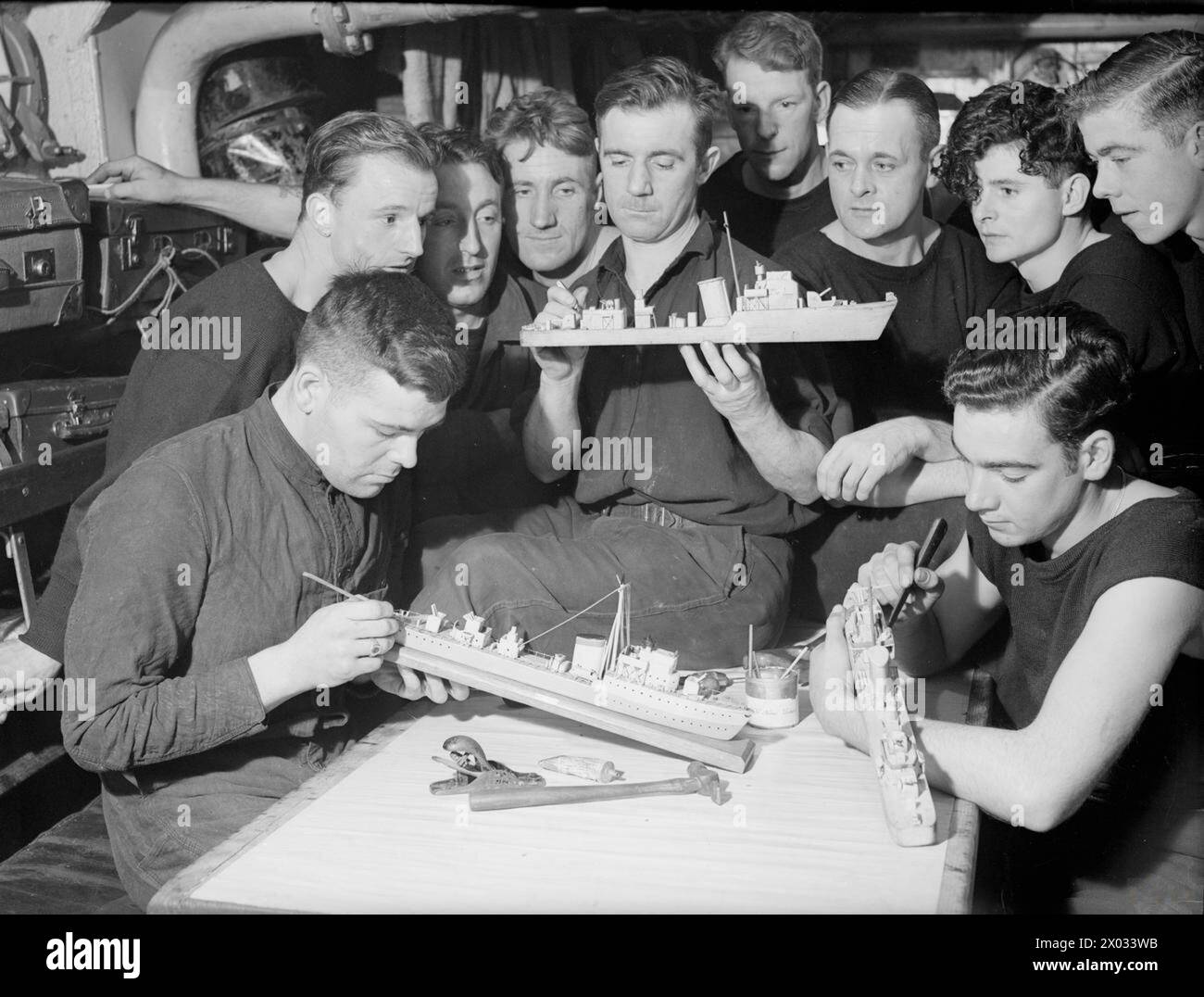 Officers and men of HMS Garth, a Hunt class destroyer, served in E-boat ...