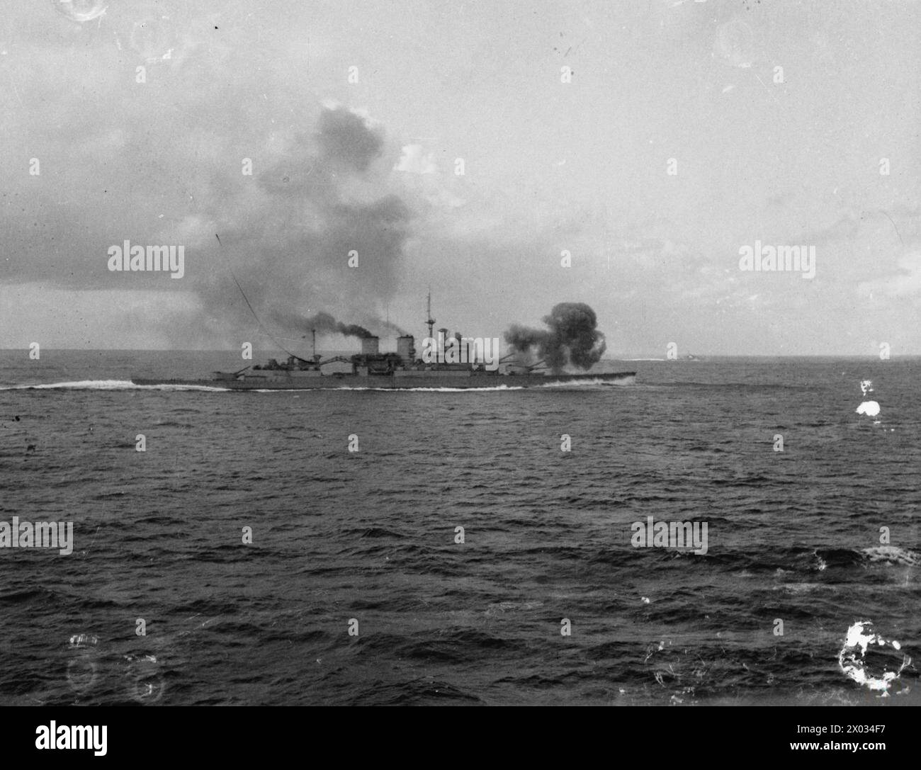 HMS Renown, a British warship, was underway at speed in the ...