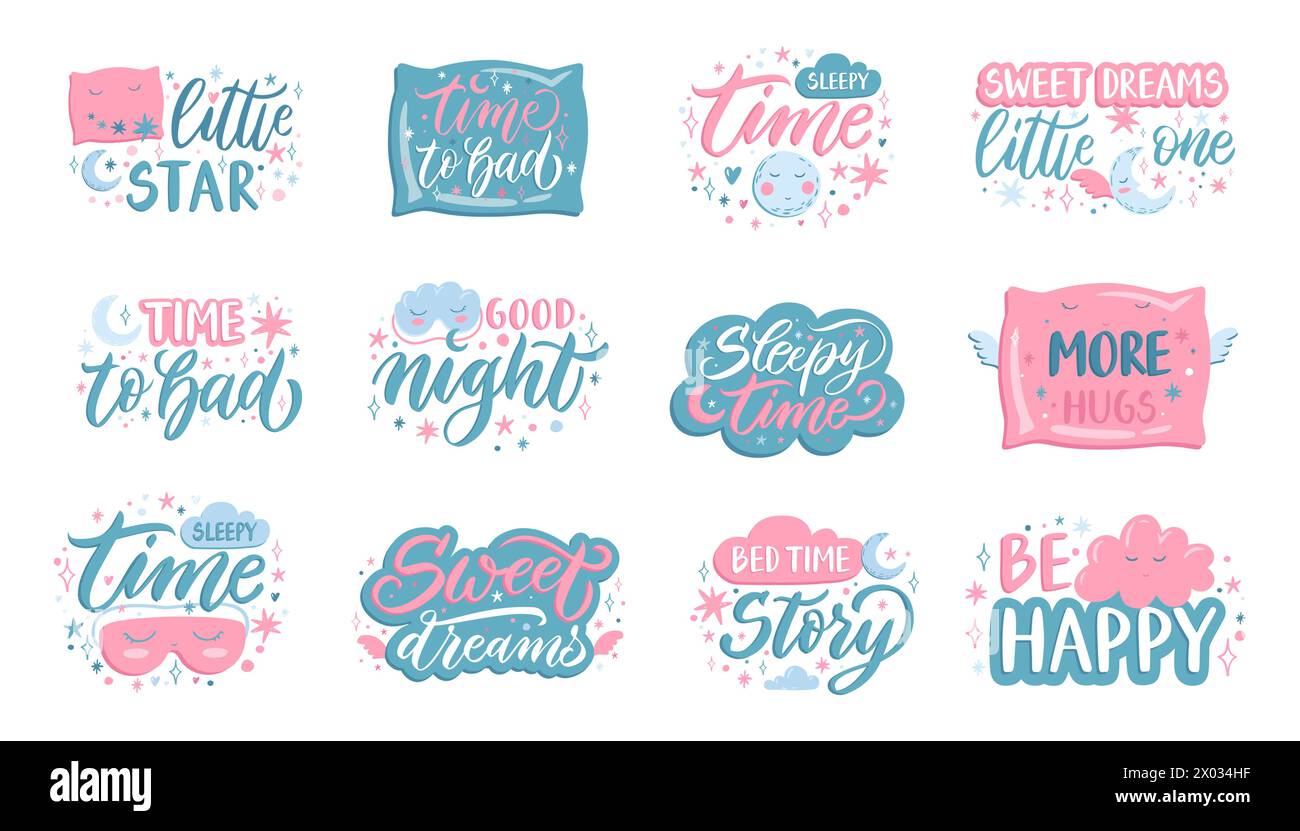 Sleeping lettering design collection, sweet dream icon Stock Vector ...