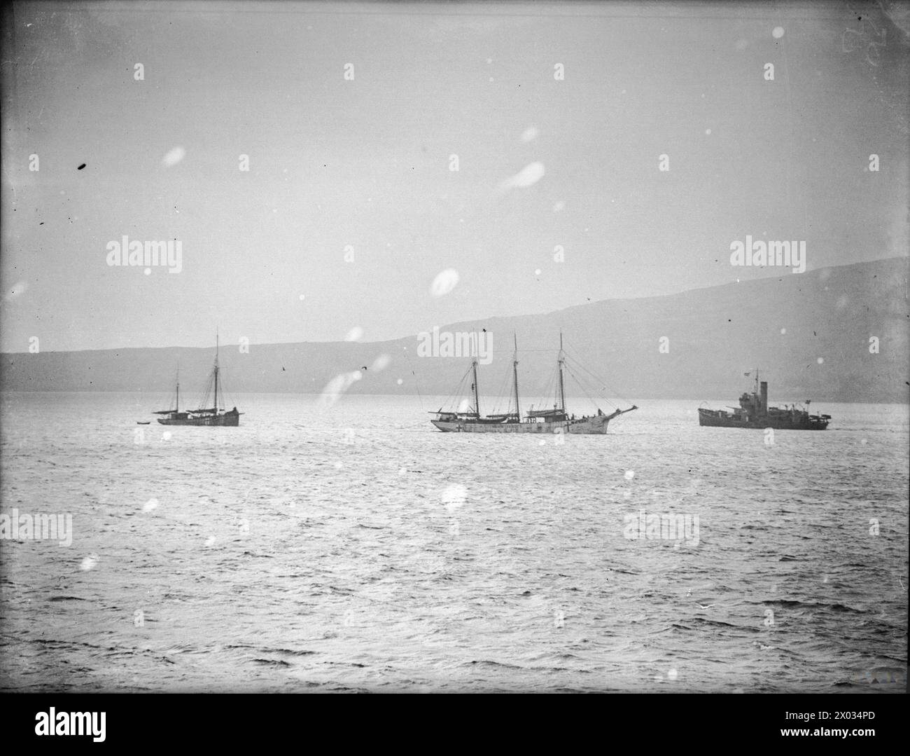 In September 1941, the Danish schooner Marie Faroes tows the vessel ...