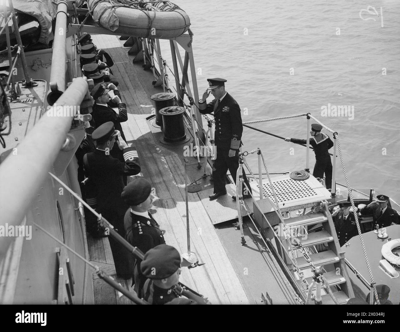 THE KING WITH THE INVASION FLEET. 24 MAY 1944, ON BOARD HMS SCYLLA, AT ...
