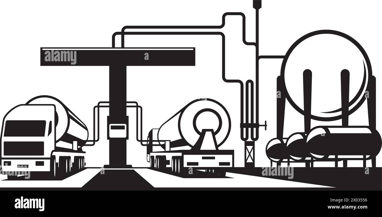 LNG trucks loading station – vector illustration Stock Vector Image ...