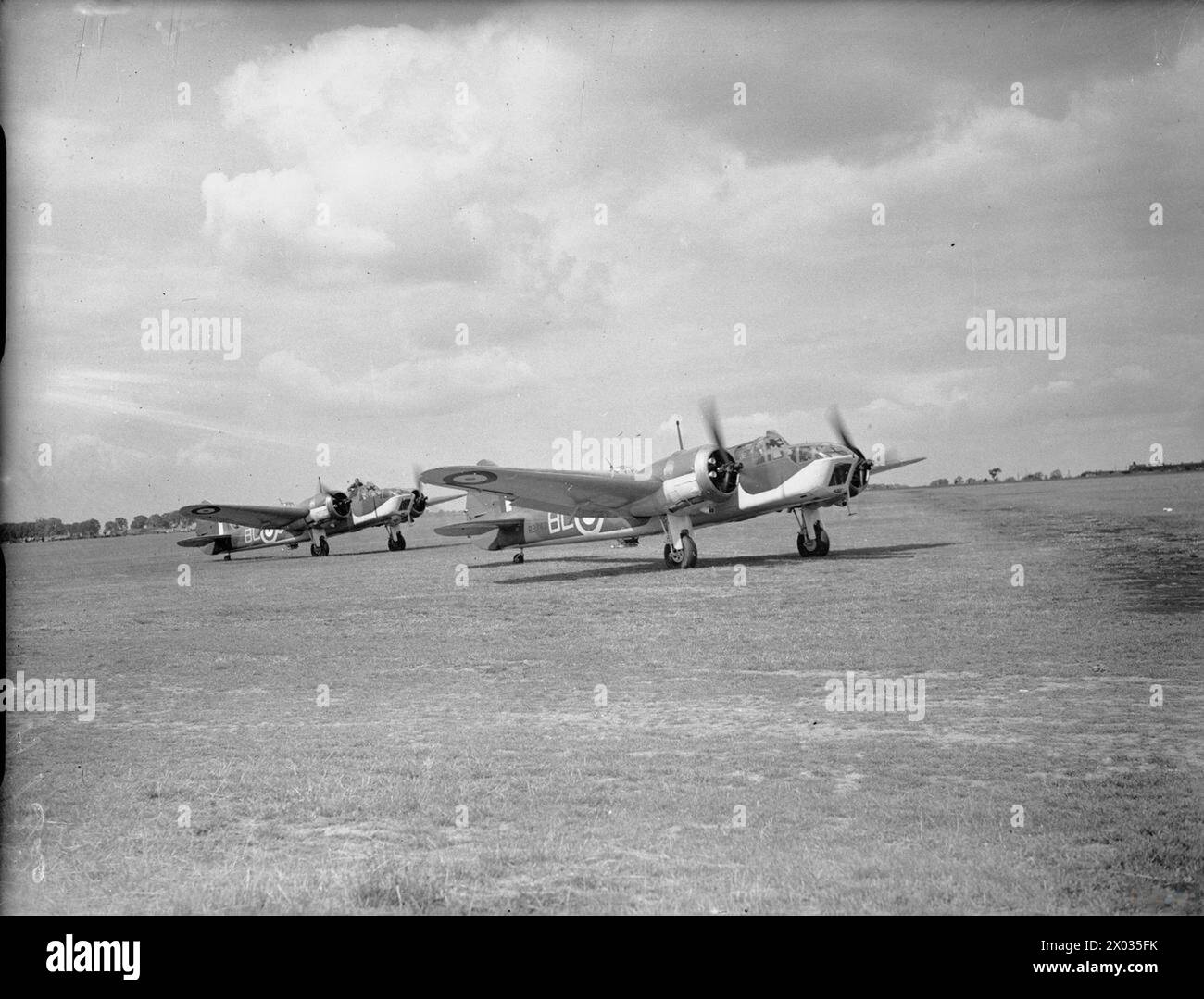 Two Bristol Blenheim Mark IV aircraft of No. 40 Squadron RAF are ...