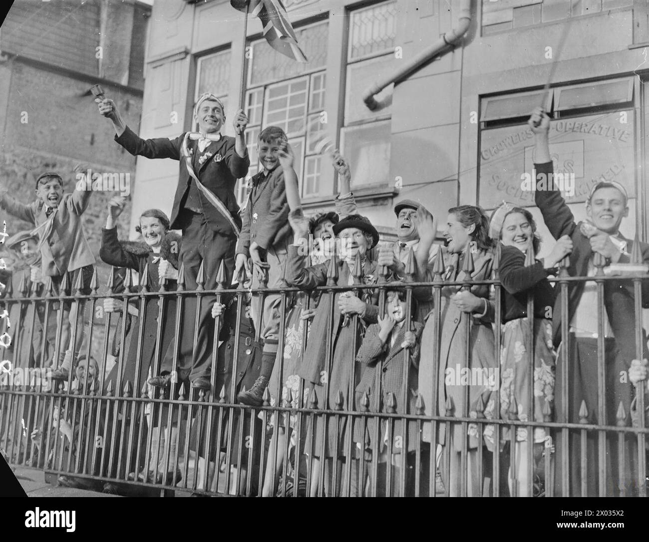 Jubilant crowds gather in St Peter Port, Guernsey, celebrating the ...