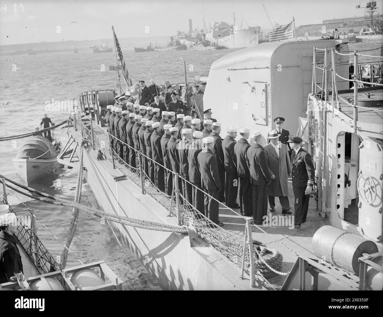 COLONEL KNOX'S VISIT. SEPTEMBER 1943, SCAPA FLOW. COLONEL FRANK KNOX ...