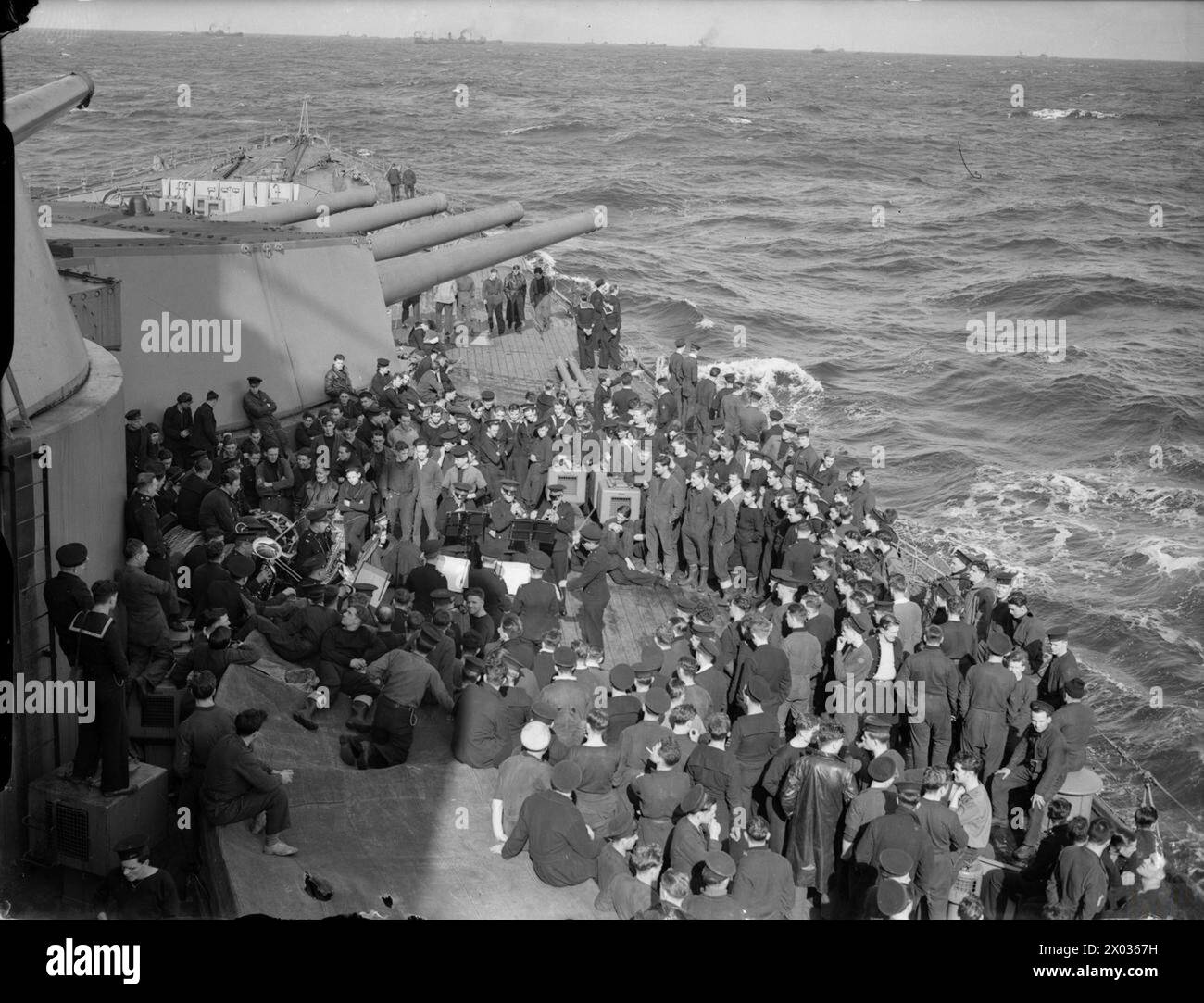 The Royal Marines band performed on the deck of HMS King George V near ...