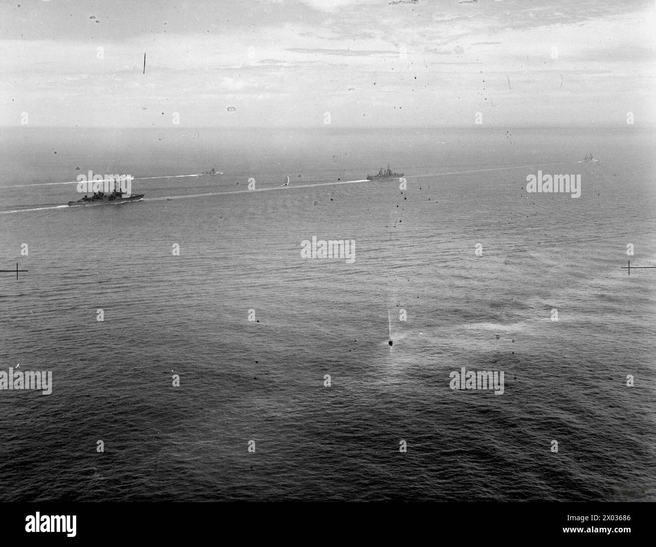 THE AUGUSTA AND HER ESCORT IN THE CHANNEL. 14 JULY 1945, AERIAL ...