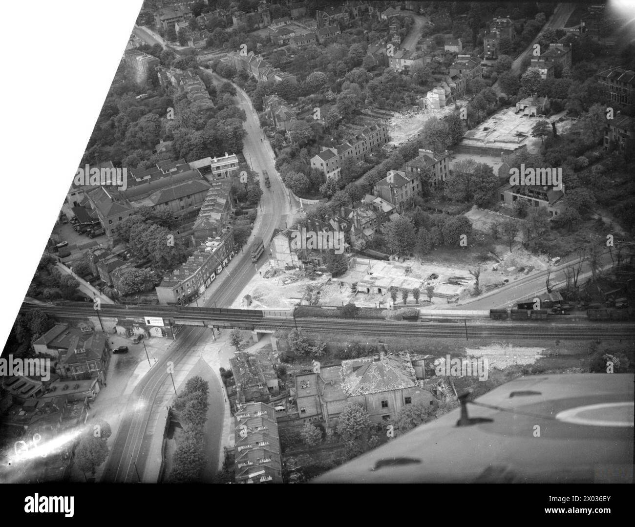 V1 FLYING BOMB - An excellent low aerial oblique view showing adjacent ...