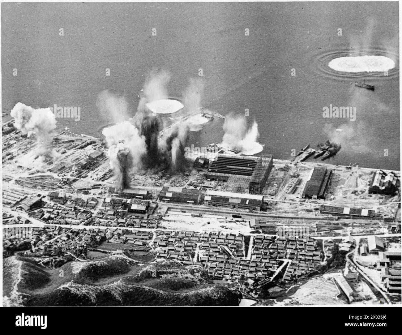 THE ROYAL NAVY DURING THE SECOND WORLD WAR - Bomb plumes rising during ...