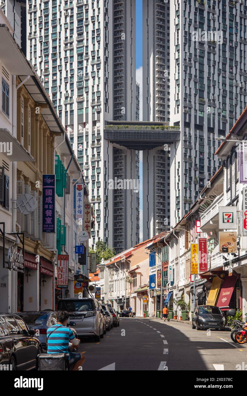 View of Pinnacle at Duxton along Keong Saik street with heritage ...