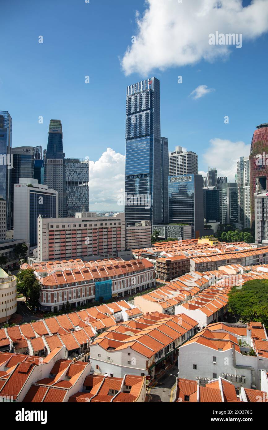 Aerial view of Tanjong Pagar Singapore showing shophouses Tanjong Pagar ...