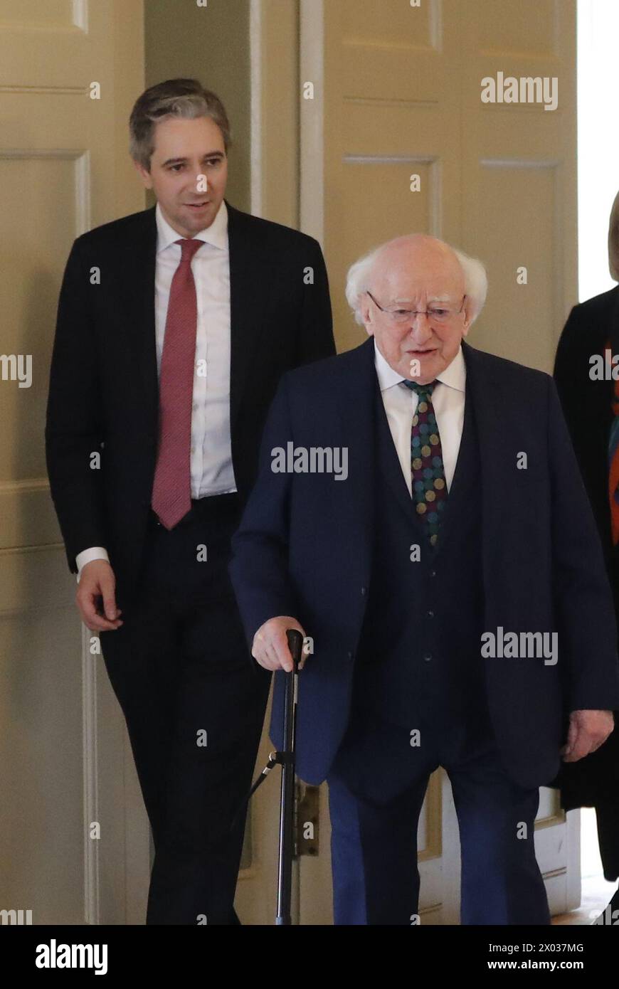 New Fine Gael leader Simon Harris at Aras an Uachtarain meeting the ...