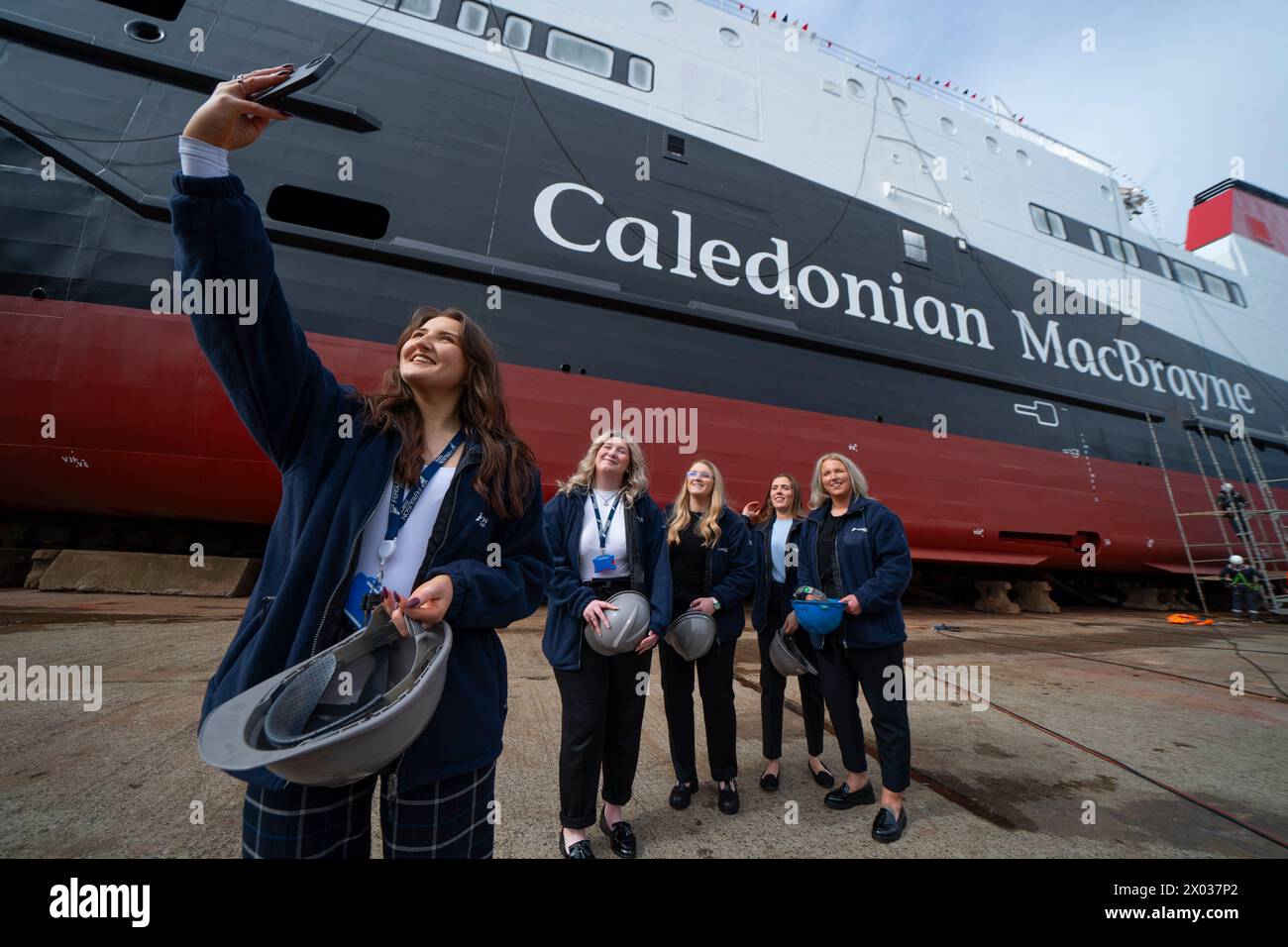 Port Glasgow,Scotland, UK. 9th April, 2024. Launch of the MV Glen Rosa ...