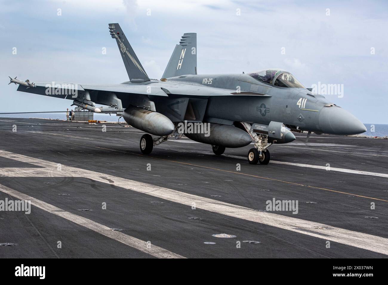 PHILIPPINE SEA (April 8, 2024) An F/A-18E Super Hornet, assigned to the “Fist of the Fleet” of ...