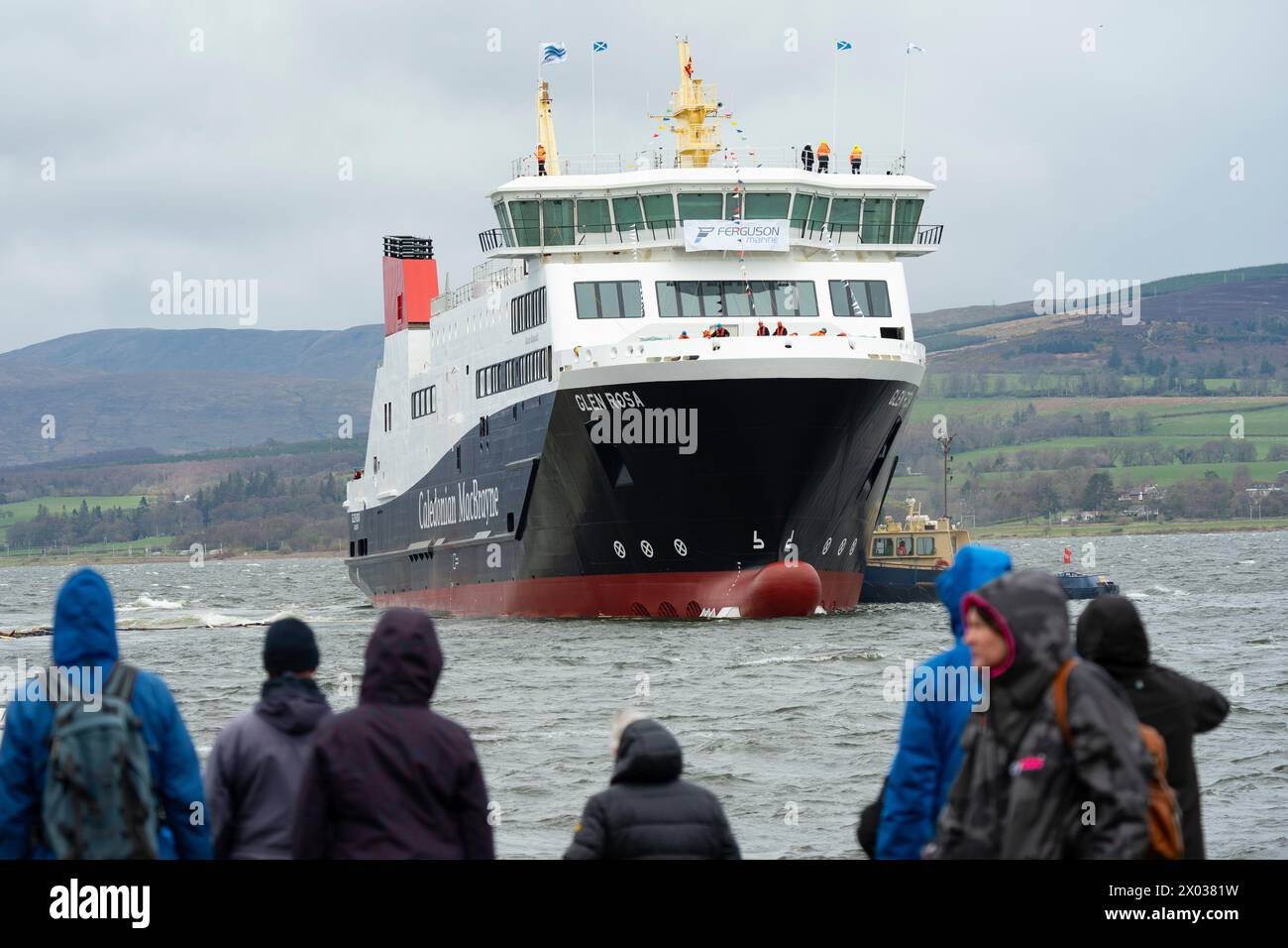 Port Glasgow,Scotland, UK. 9th April, 2024. Launch of the MV Glen Rosa ...