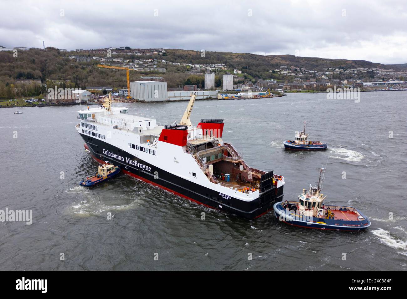 Port Glasgow,Scotland, UK. 9th April, 2024. Launch of the MV Glen Rosa ...