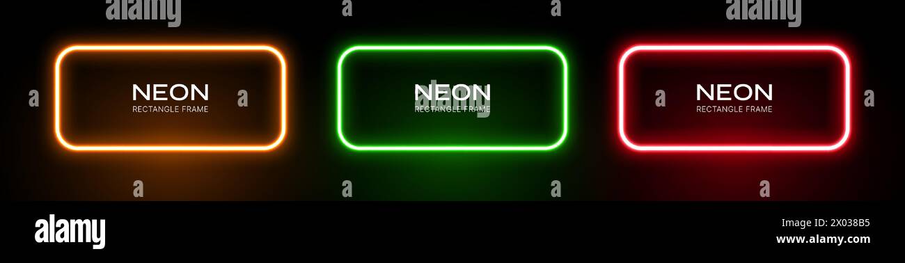 Neon rectangle frame with glow. Border with laser light effect. Led ...