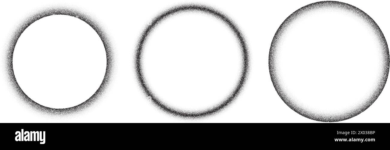 Noise gradient frame made of dots. Circle border made of grains. Ring ...
