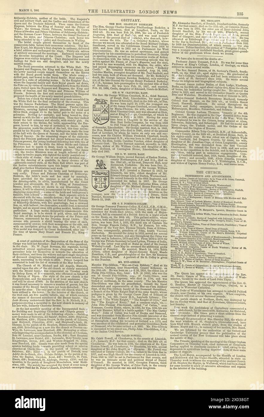 Old Newspaper page, obituary column, 1880s, Victorian History Stock ...