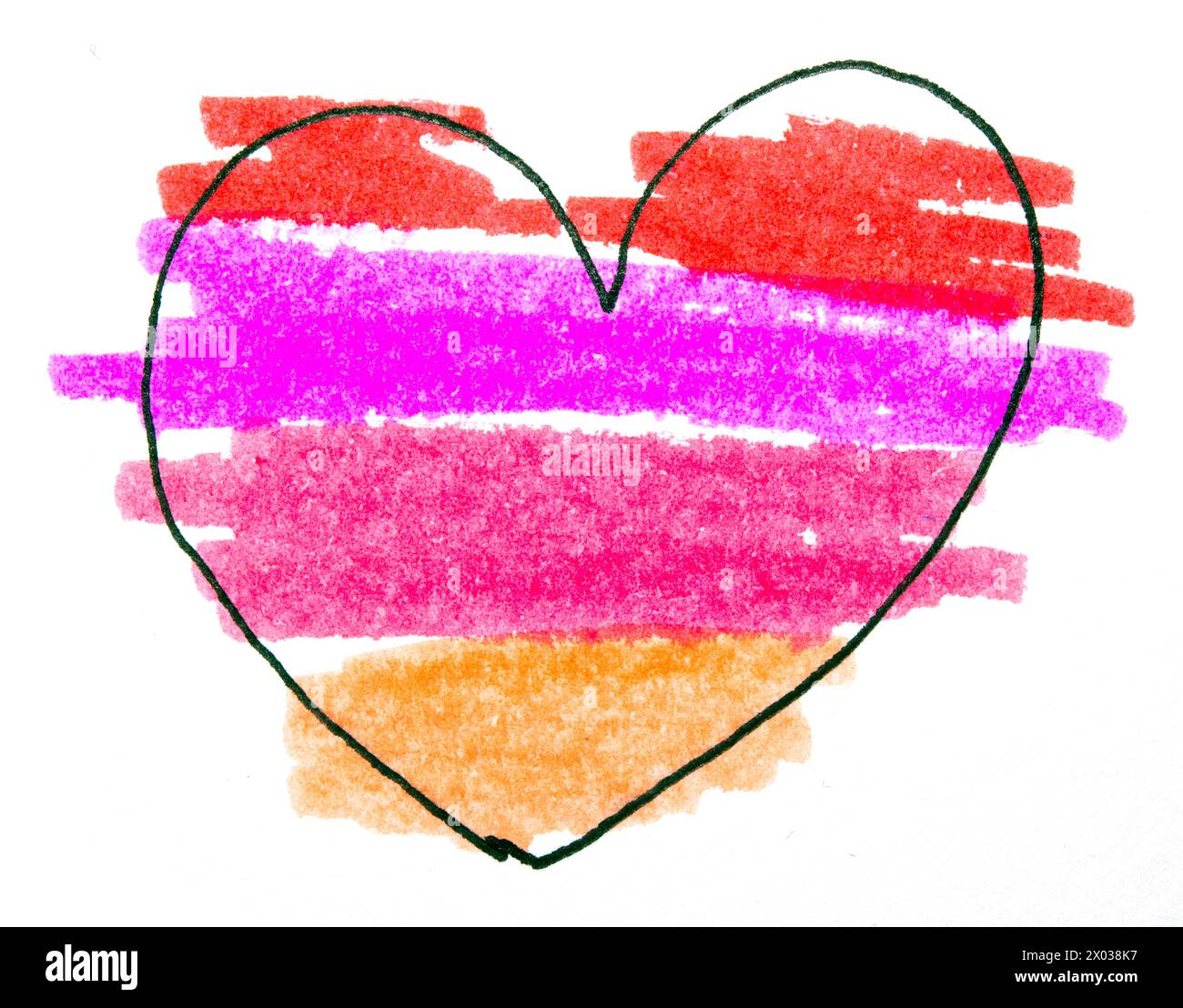 Hand Drawn Simple Scribble Love Hearts Pen Sketch Illustration Pink on ...