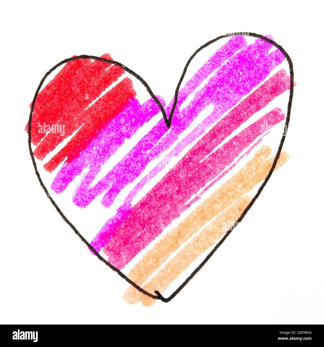 Hand Drawn Simple Scribble Love Hearts Pen Sketch Illustration Pink on ...