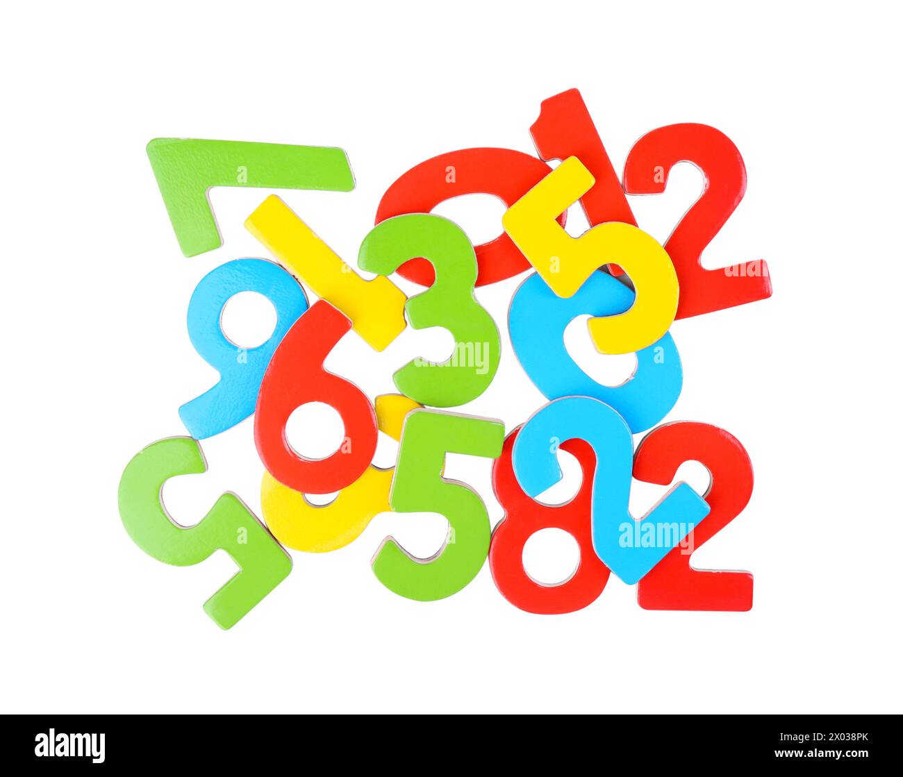 Colorful numbers on white background, top view Stock Photo - Alamy