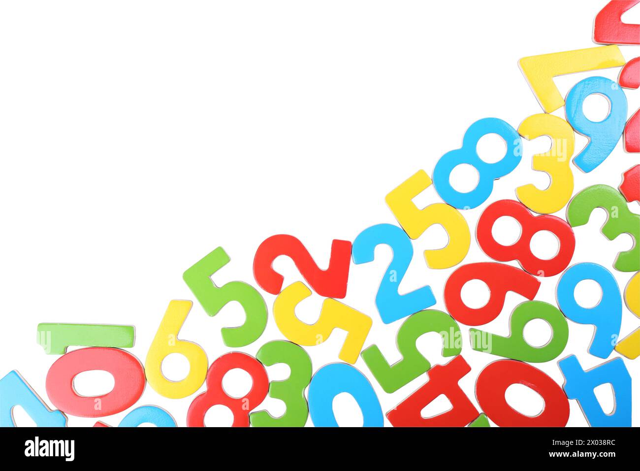 Colorful numbers on white background, top view Stock Photo - Alamy