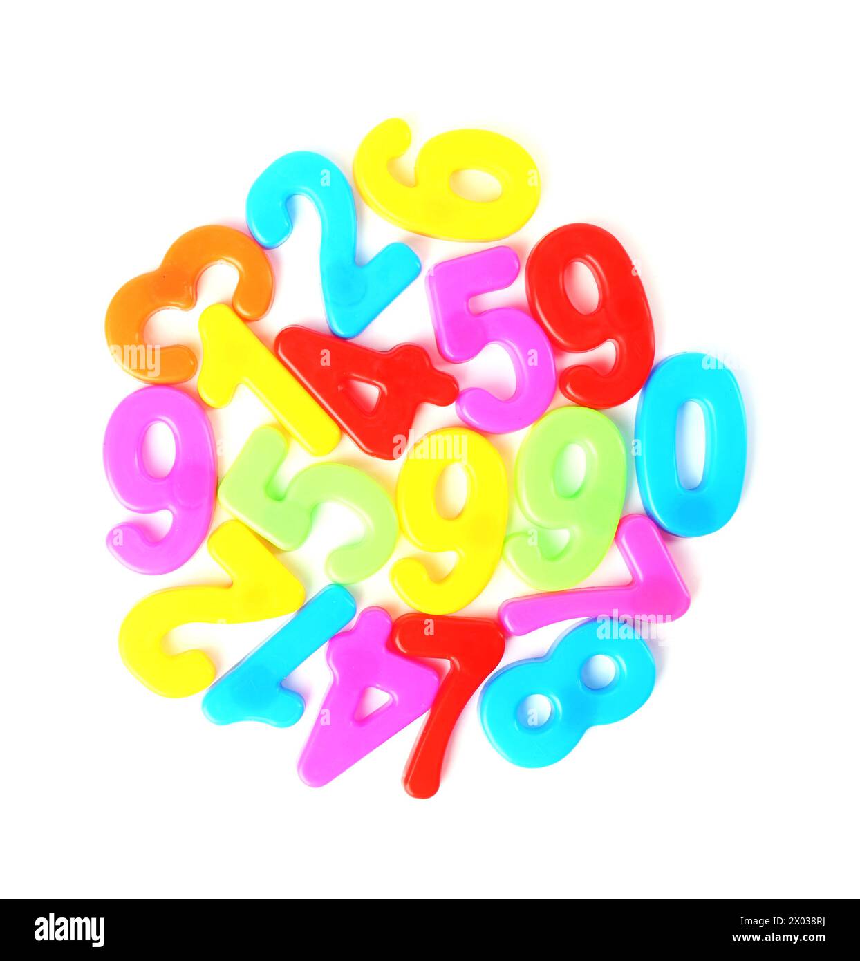 Colorful numbers on white background, top view Stock Photo - Alamy