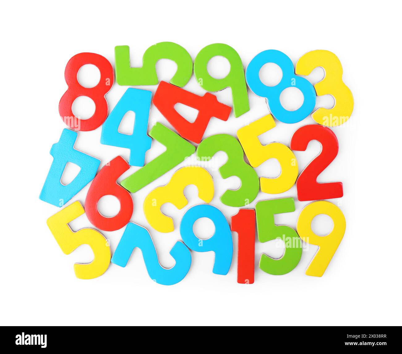 Colorful numbers on white background, top view Stock Photo - Alamy