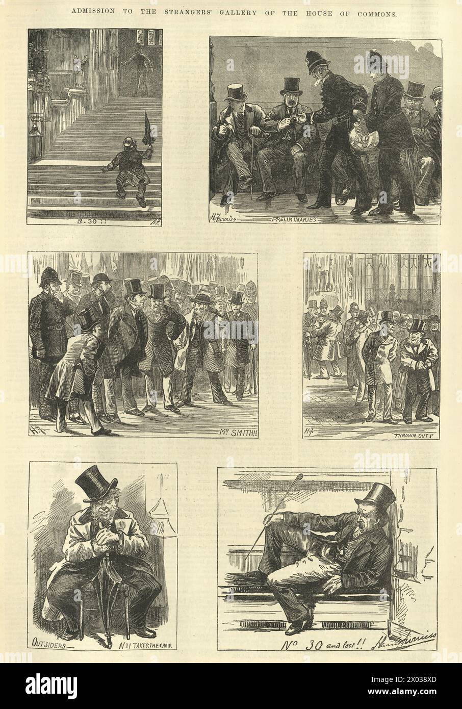 Drawing lots for admission to the strangers gallery, House of Commons ...