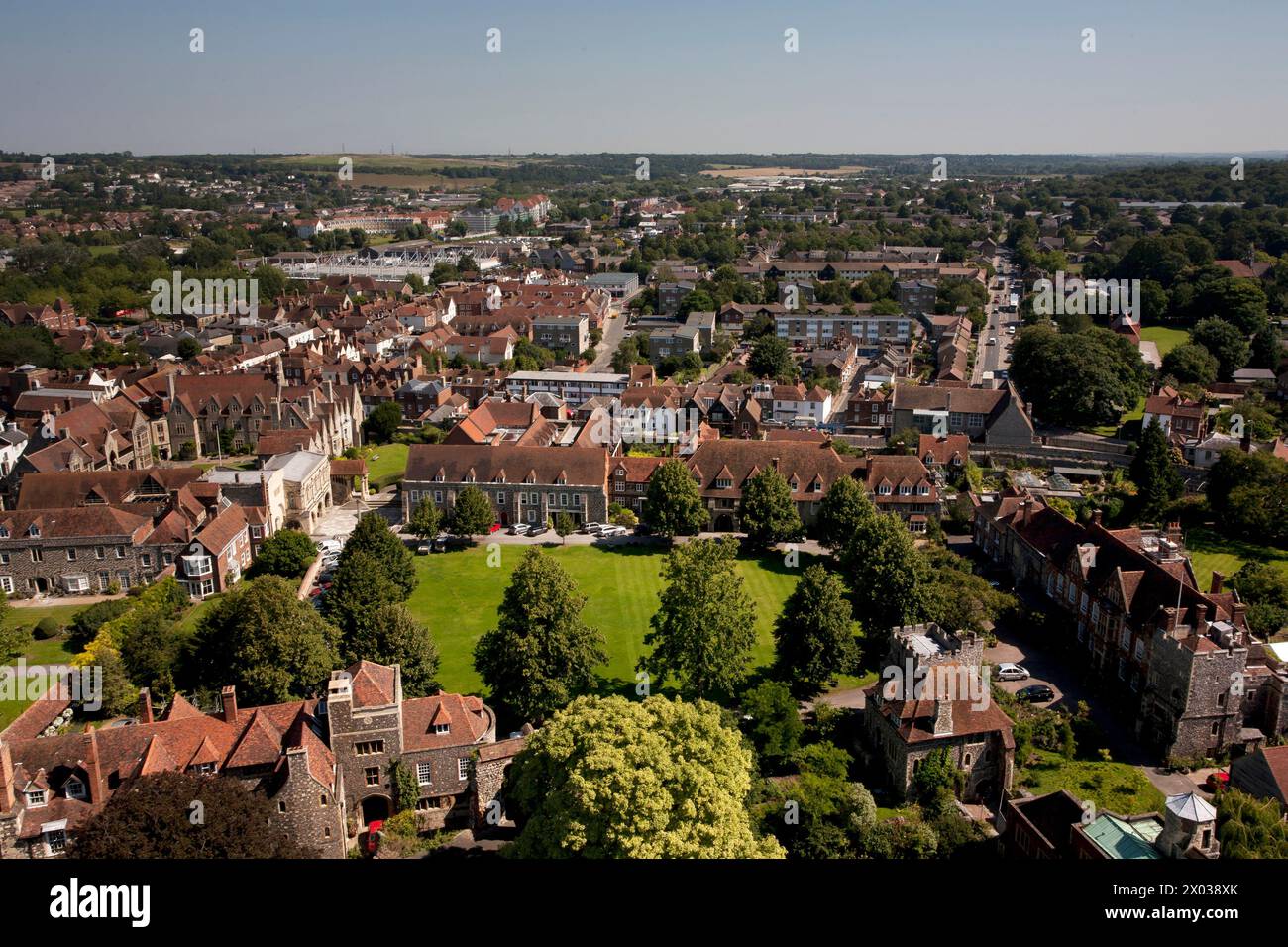 View of King's School Canterbury from Bell Harry Tower of Canterbury ...